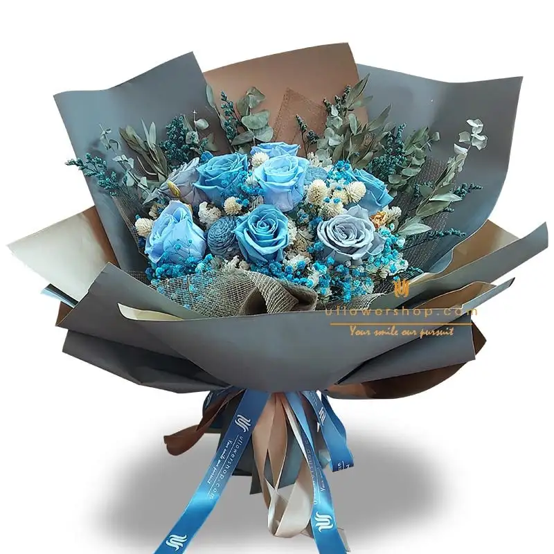 Valentine‘s Day Confession Bouquet - Classic Blue Roses